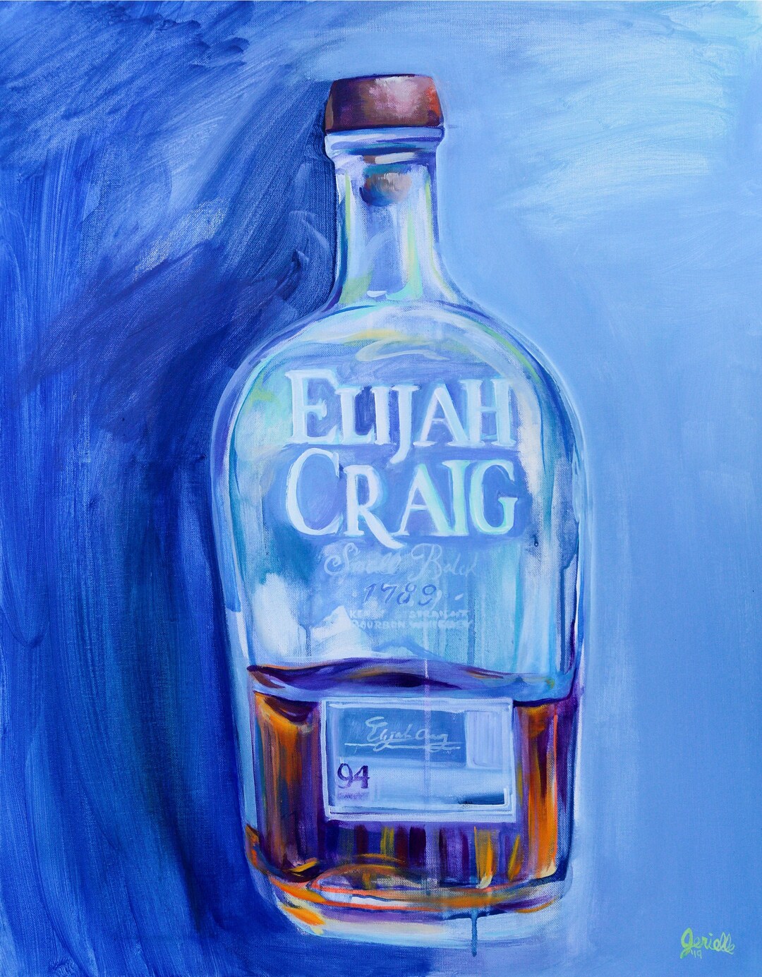 Elijah Craig Bourbon Art Print "blue Drip", Digital Print of Original ...