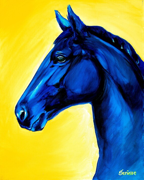 Pop Art Horse Series veruca Salt Blue Yellow | Etsy