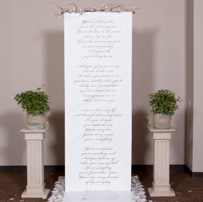Handwritten Style Wedding Ceremony Backdrop for Your Altar With Vows ...