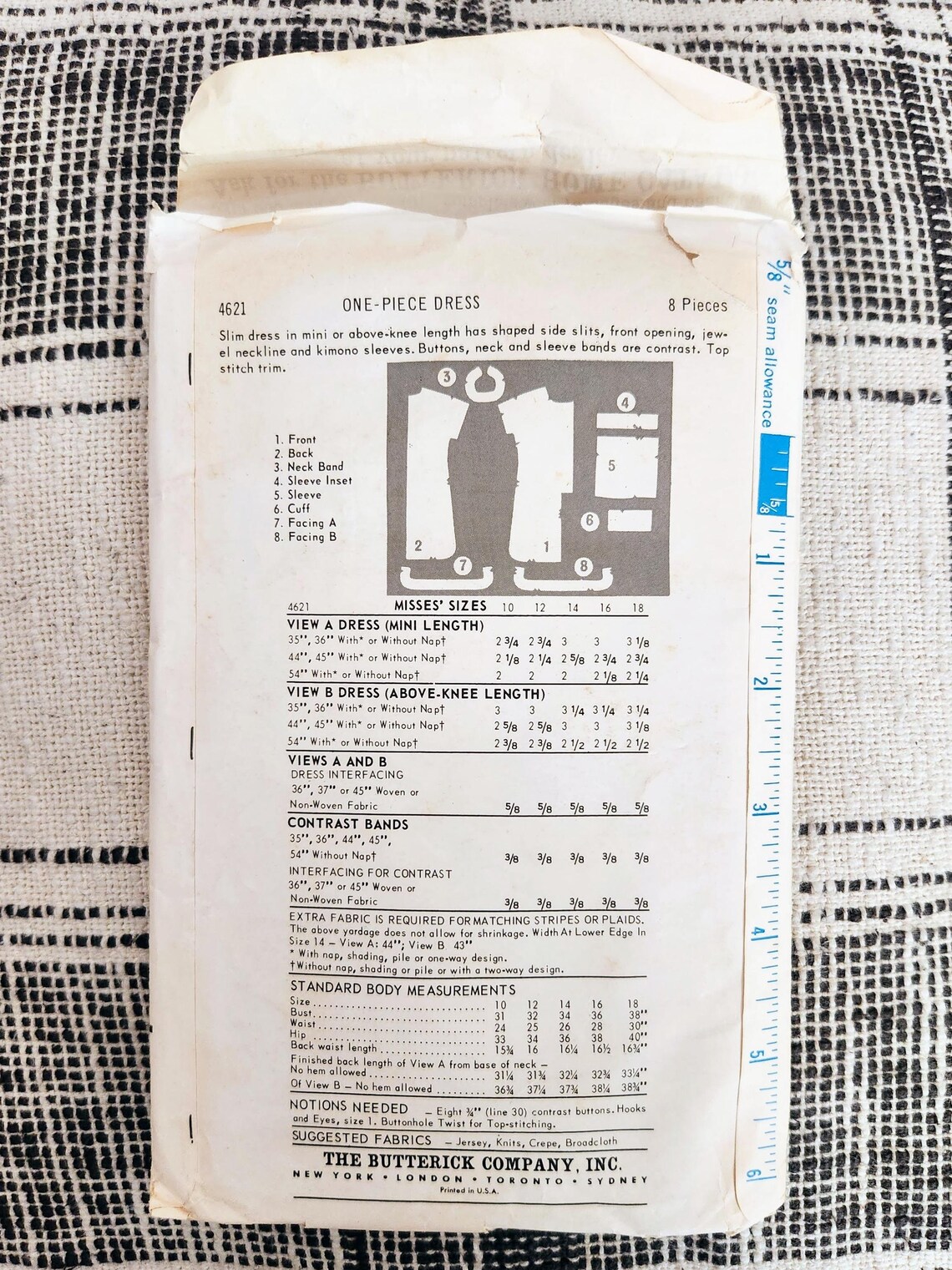 1960s Butterick 4621 Mary Quant Dress Sewing Pattern CUT Size 12 (32 ...