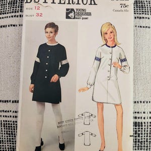 1960s Butterick 4621 Mary Quant Dress Sewing Pattern CUT Size 12 (32 ...