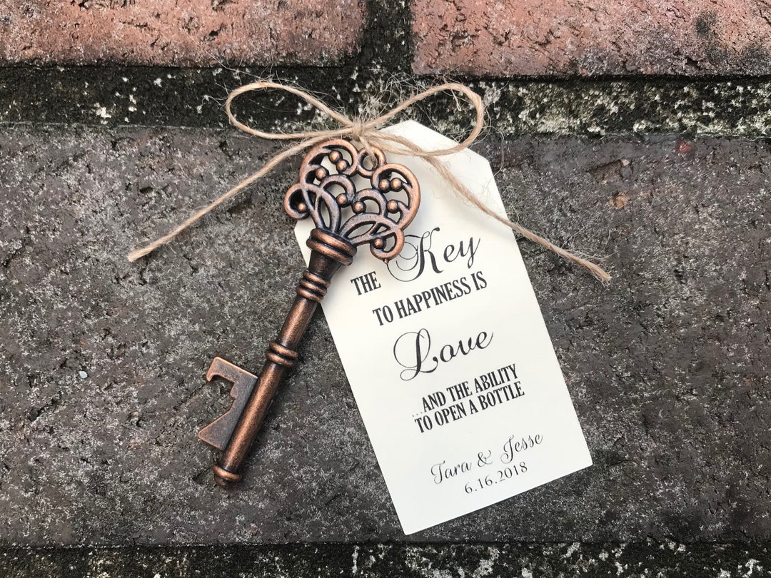 150 Skeleton Key Bottle Openers Customized Tags Personalized Printed ...