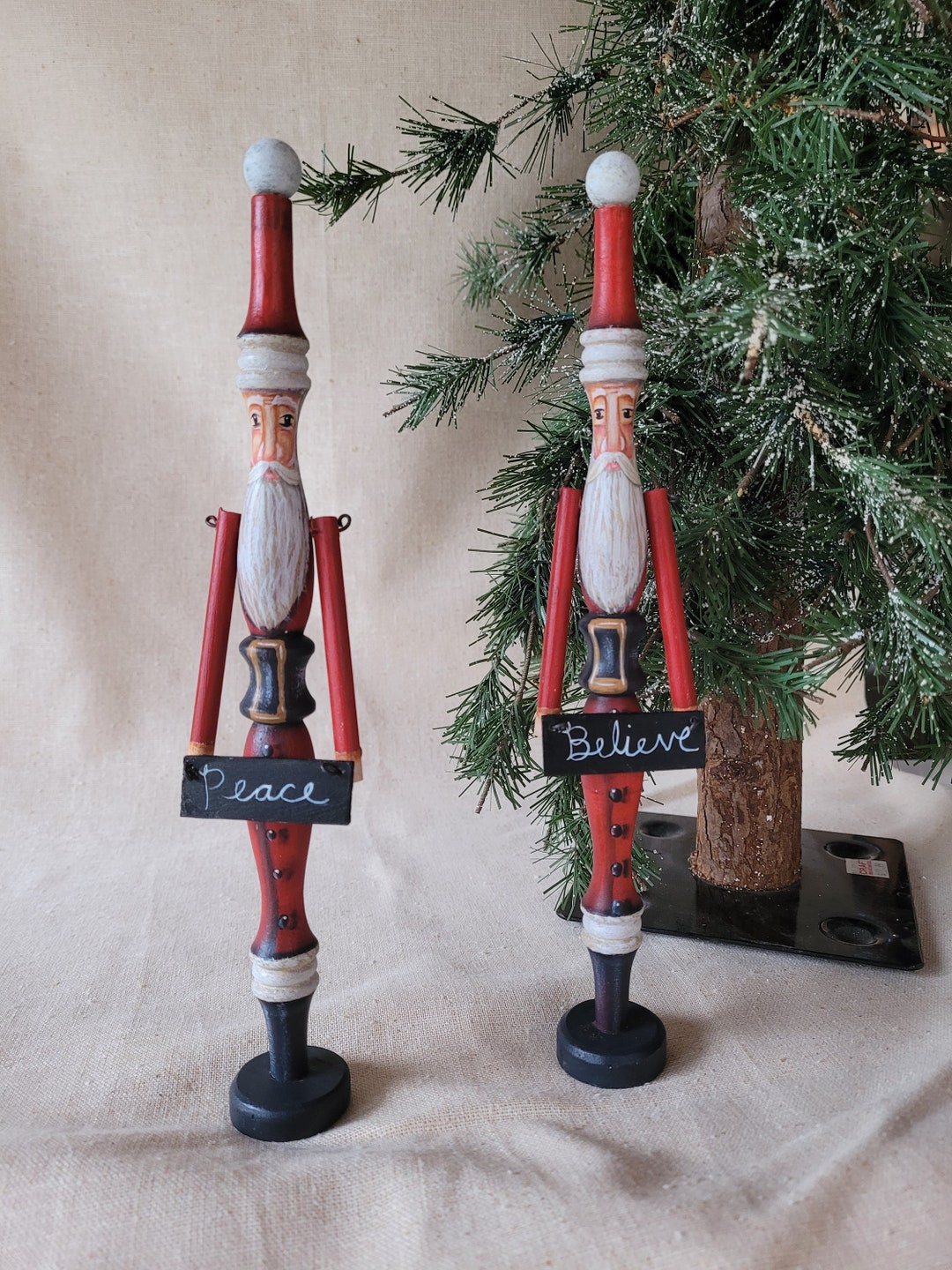 9.5 Santa Claus Mini Spindle With Hand Painted Sign 9 - Etsy
