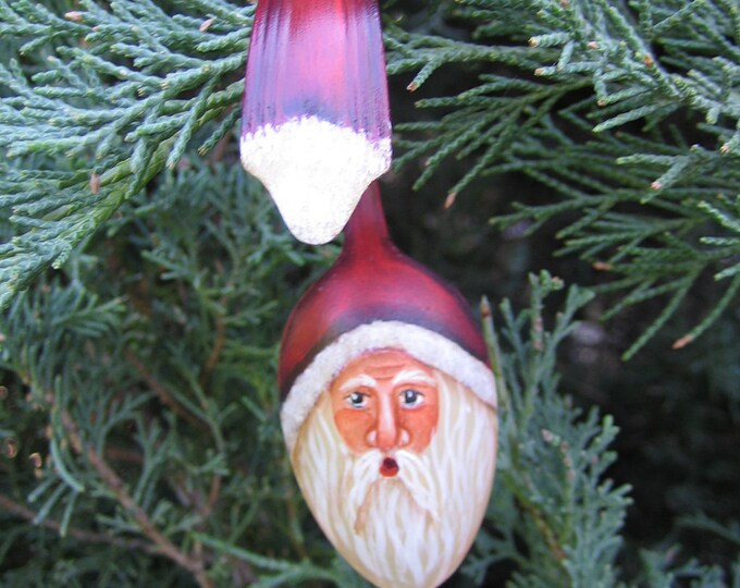 3.5 Curly Santa Spoon Christmas Ornament Painted RED or - Etsy
