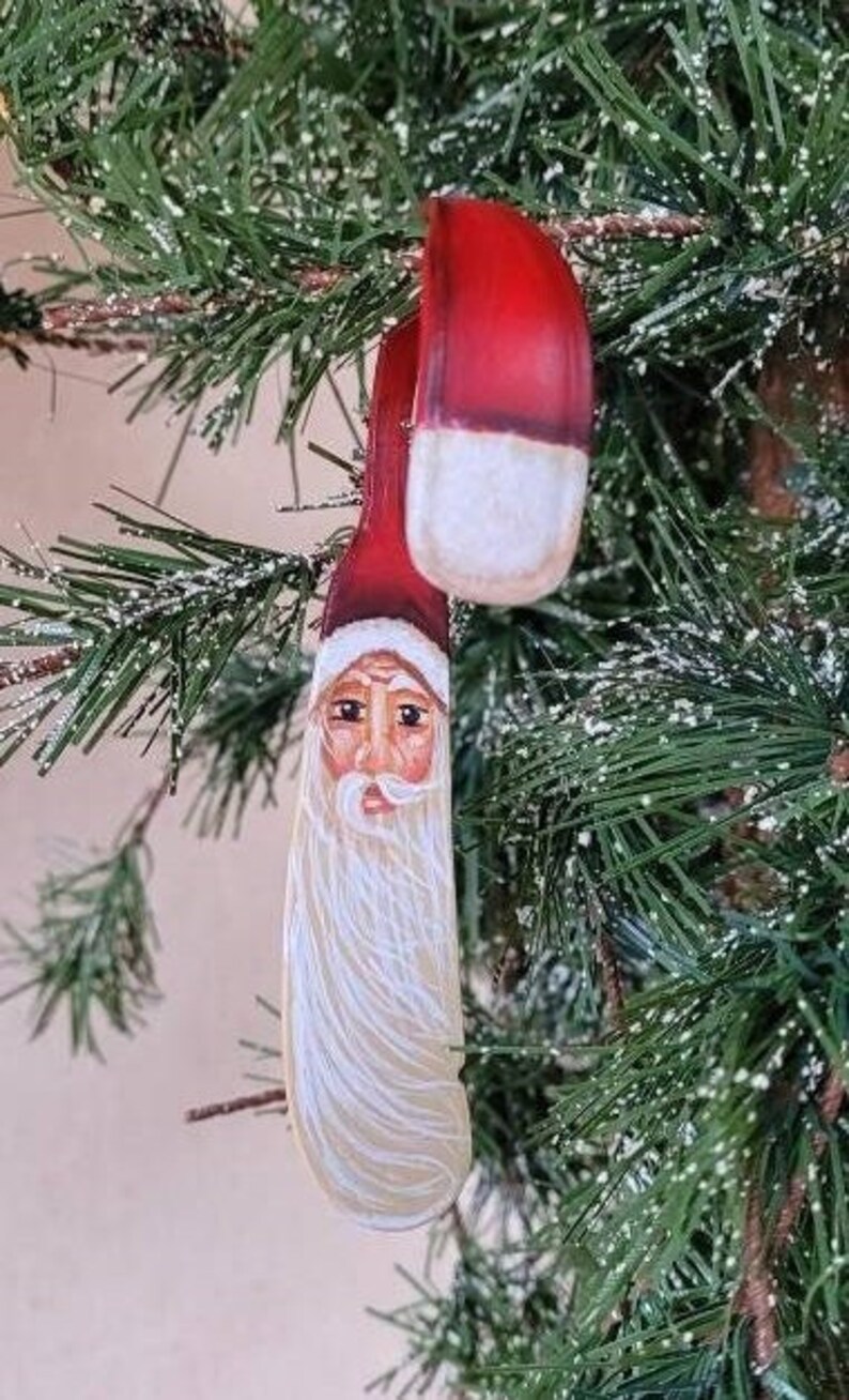 Curly BUTTER KNIFE Santa Claus Painted Christmas Ornament - Etsy
