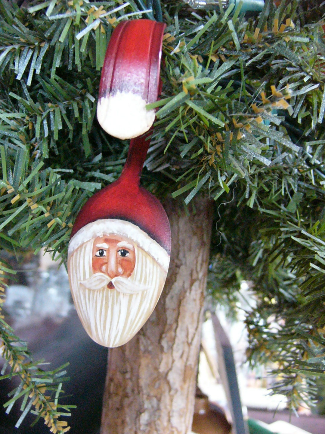Curly Spoon Santa Christmas Ornament: Hand Painted Signed & Dated - Etsy