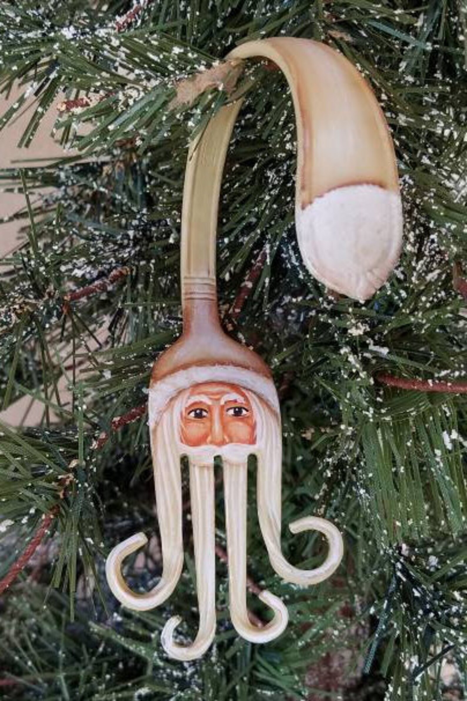 Curly Fork Santa Christmas Ornament - Etsy