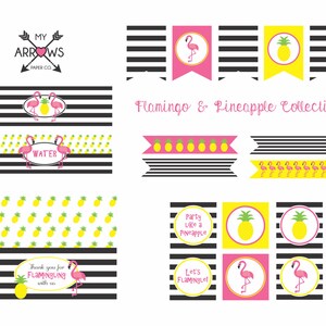 Pineapple and Pink Flamingo Party Printable Collection - Etsy