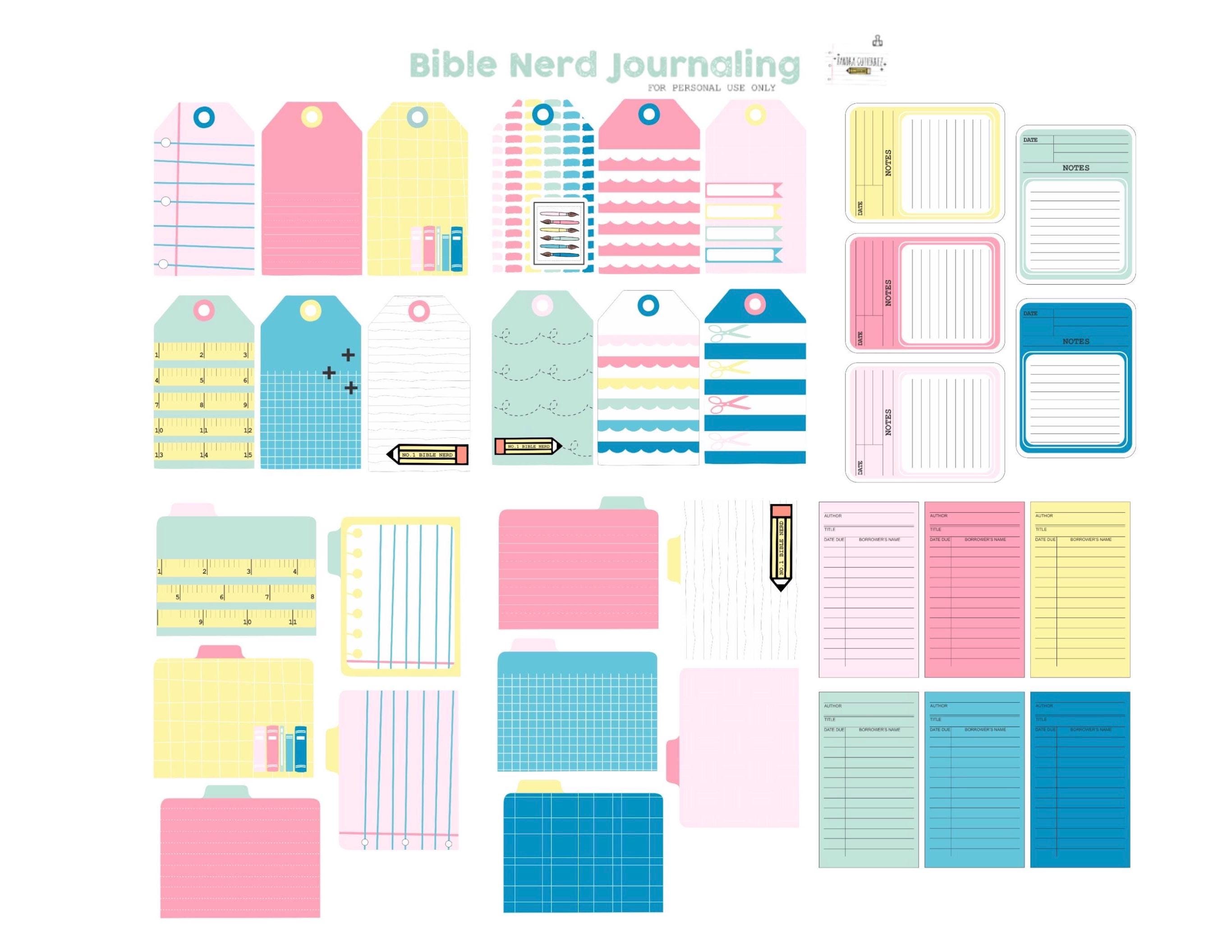 Bible Nerd Journaling Printable Cards Bright Spring - Etsy