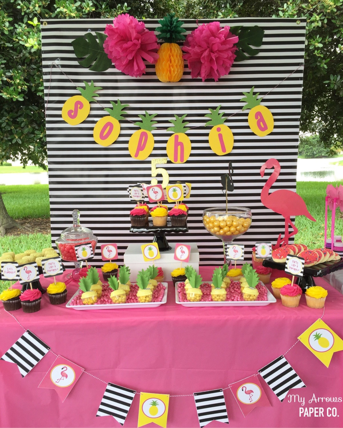 Pineapple and Pink Flamingo Party Printable Collection - Etsy