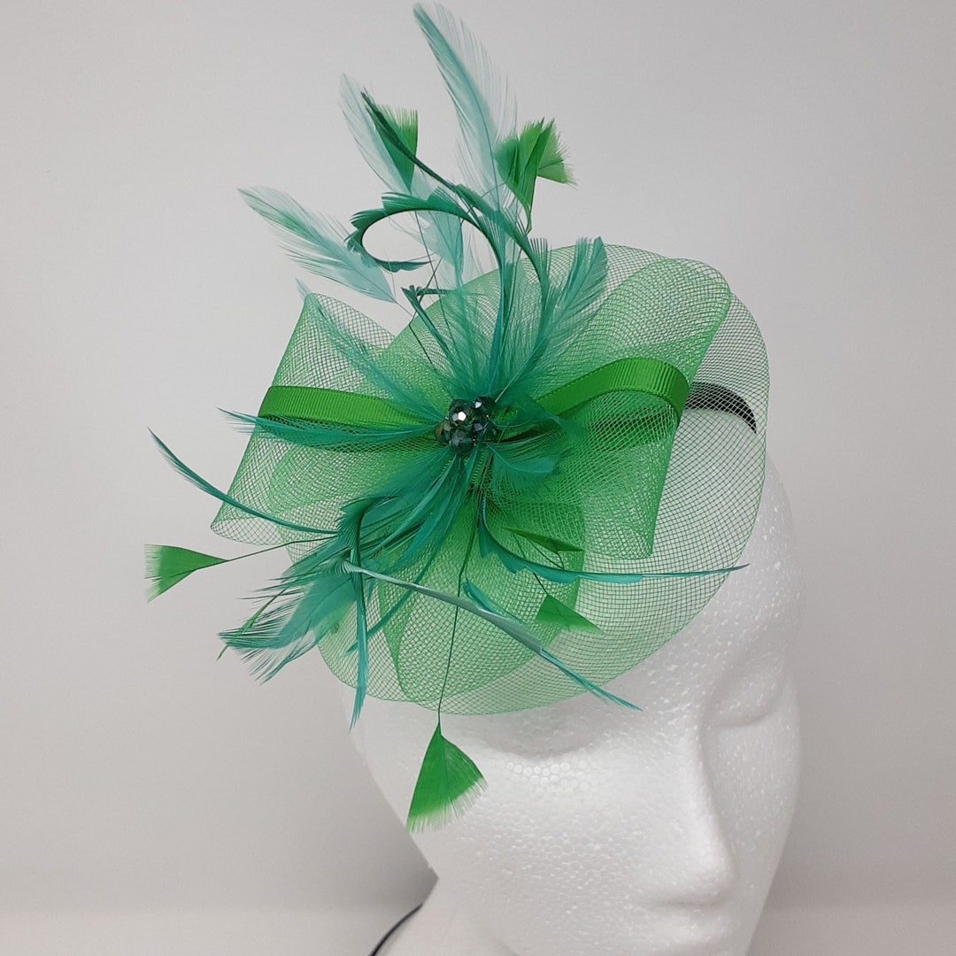 Emerald Green Fascinator With Beading Attached to Clip, Comb and Alice ...