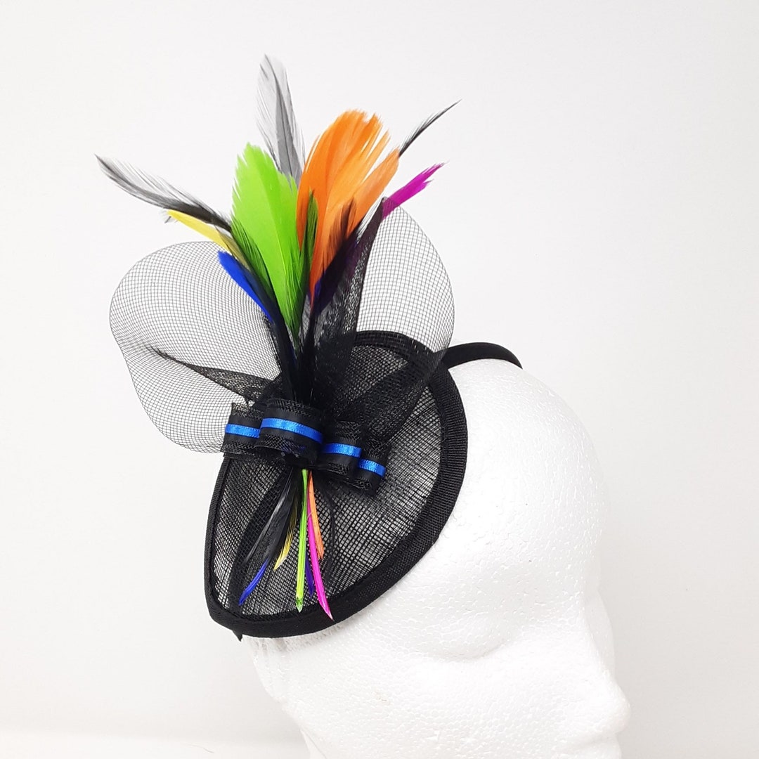 Black and Multicolour Teardrop Fasinator on a Clipcomb and - Etsy