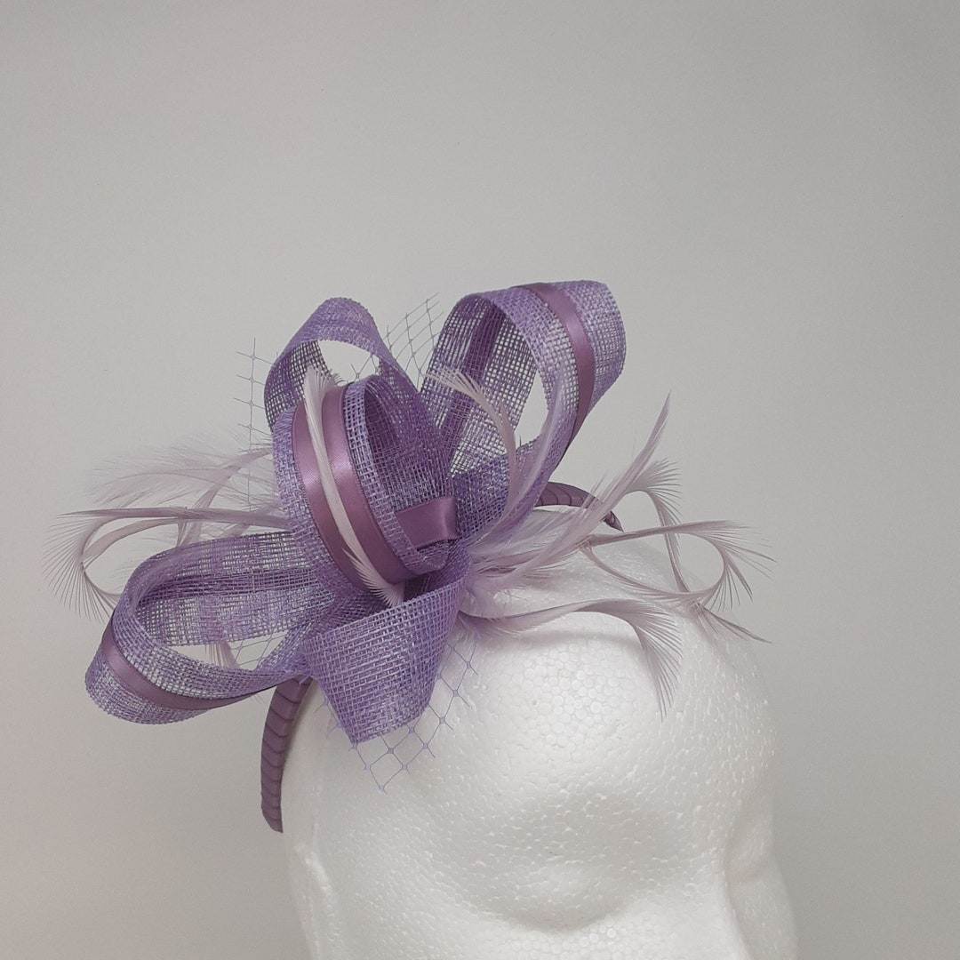 Lavender Fascinator With Ribbon and Feathers on a Clip, Comb and Alice ...