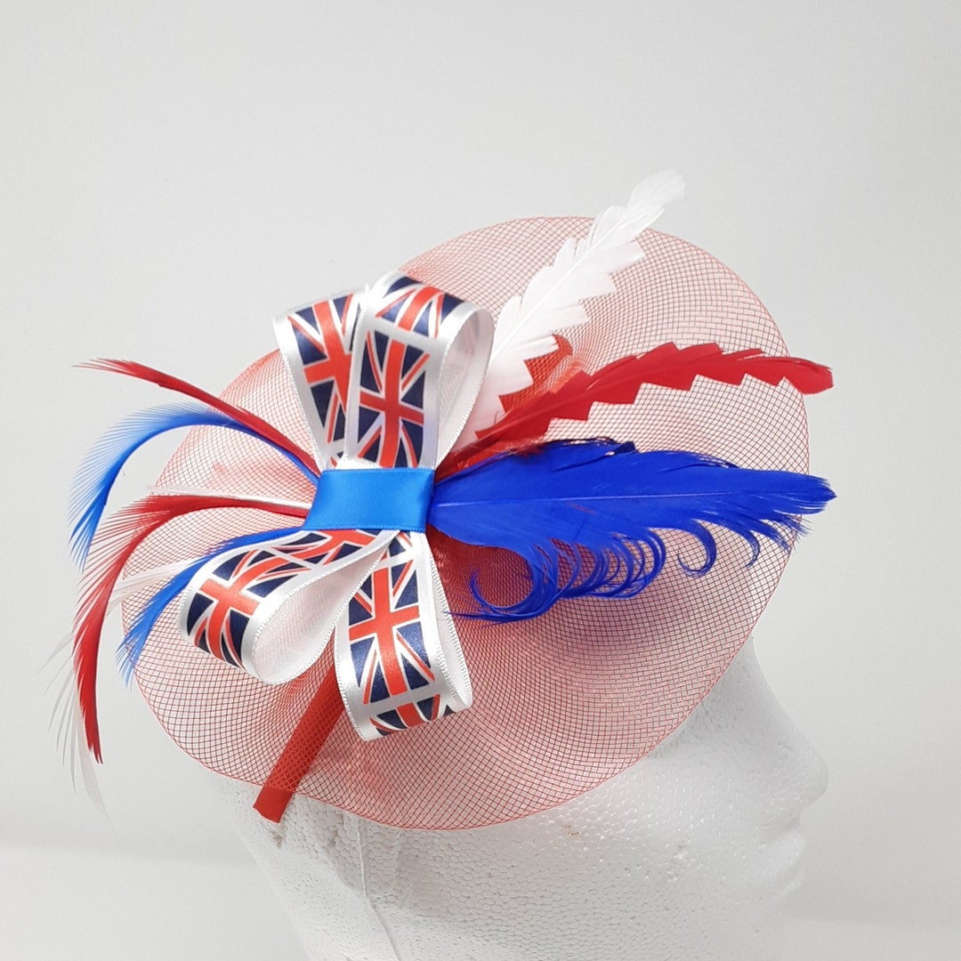 Red Fascinator With Union Jack Coronation Party Fascinator Attached to ...