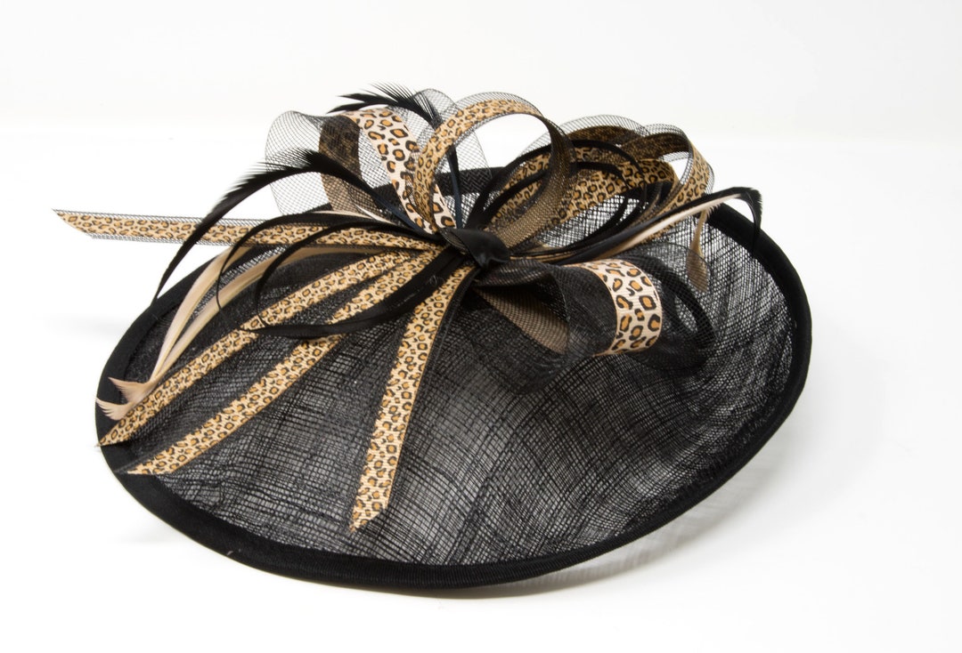 Black Leopard Print Hatinator Style Fascinator on a Clip, Comb and ...