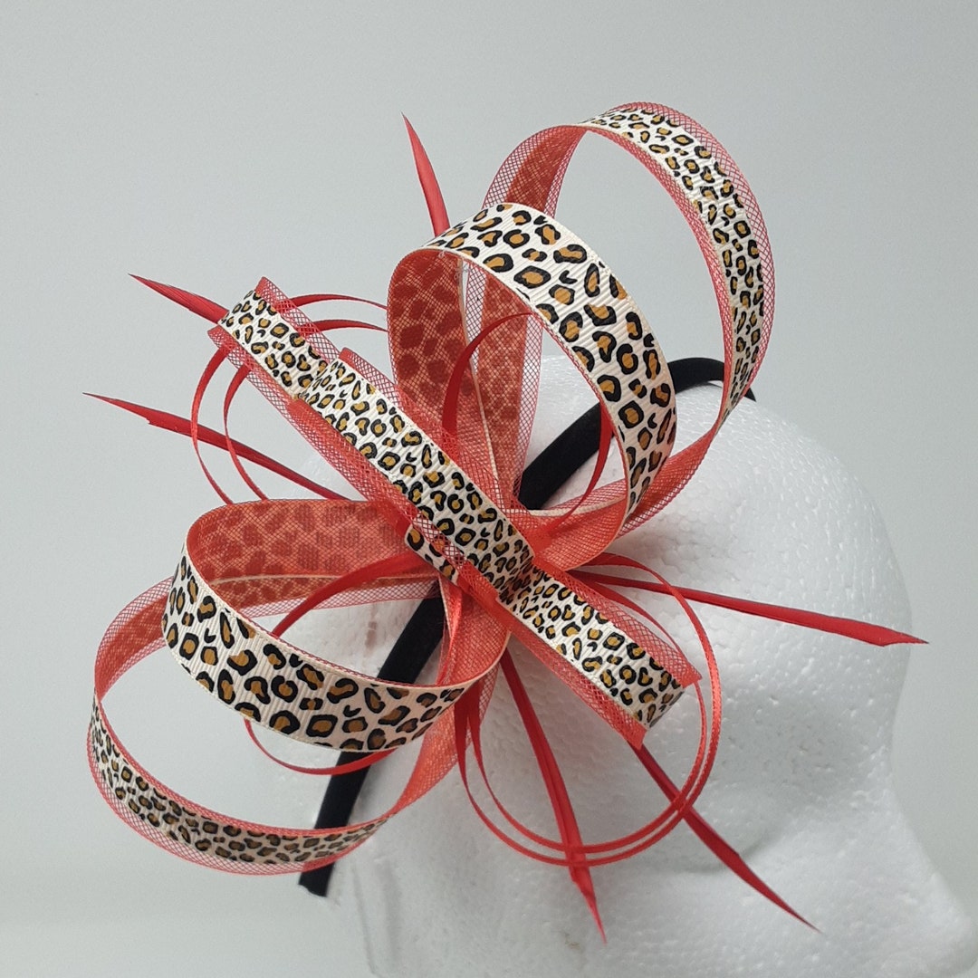 Leopard Print Red Fascinator on a Comb, Clip & Alice Band - Etsy