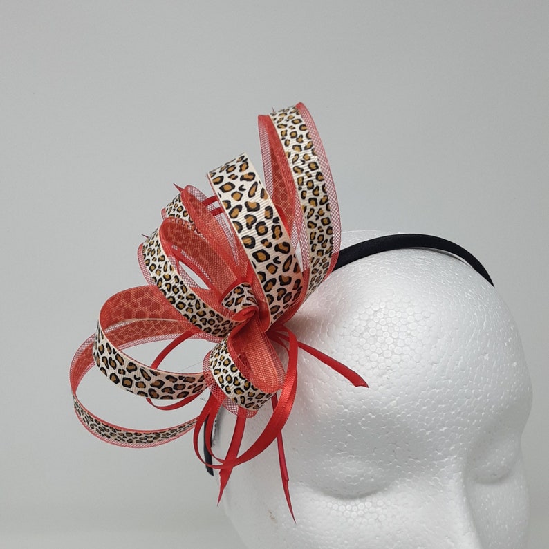 Leopard Print Red Fascinator on a Comb, Clip & Alice Band - Etsy