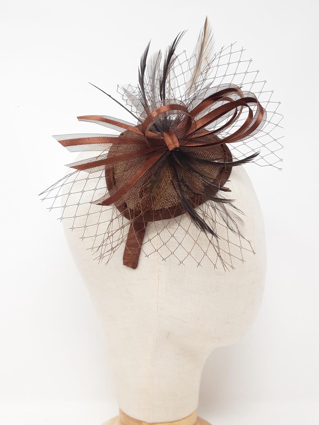 Chocolate Brown Teardrop Fascinator: Autumn Wedding Headpiece With ...