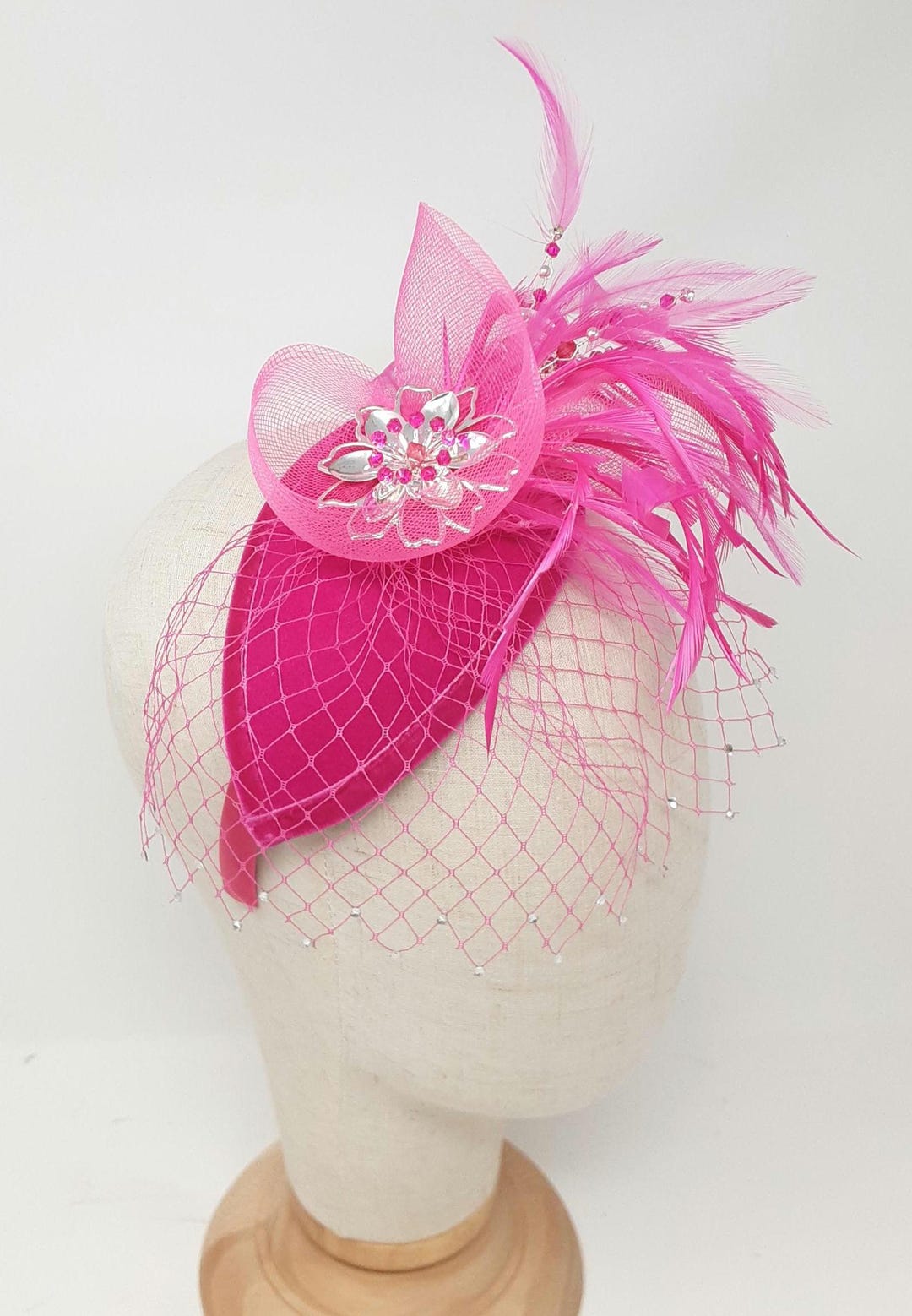 Fuchsia Teardrop Percher Fascinator One off Design on a Clip,comb and ...