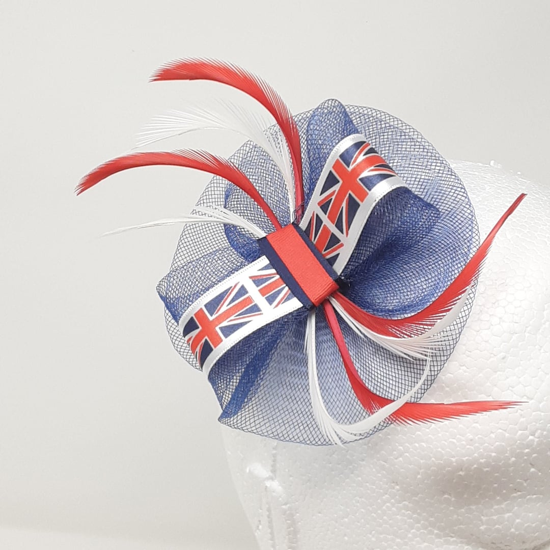 Union Jack Fascinator: Patriotic Corsage Brooch With Feathers - Etsy