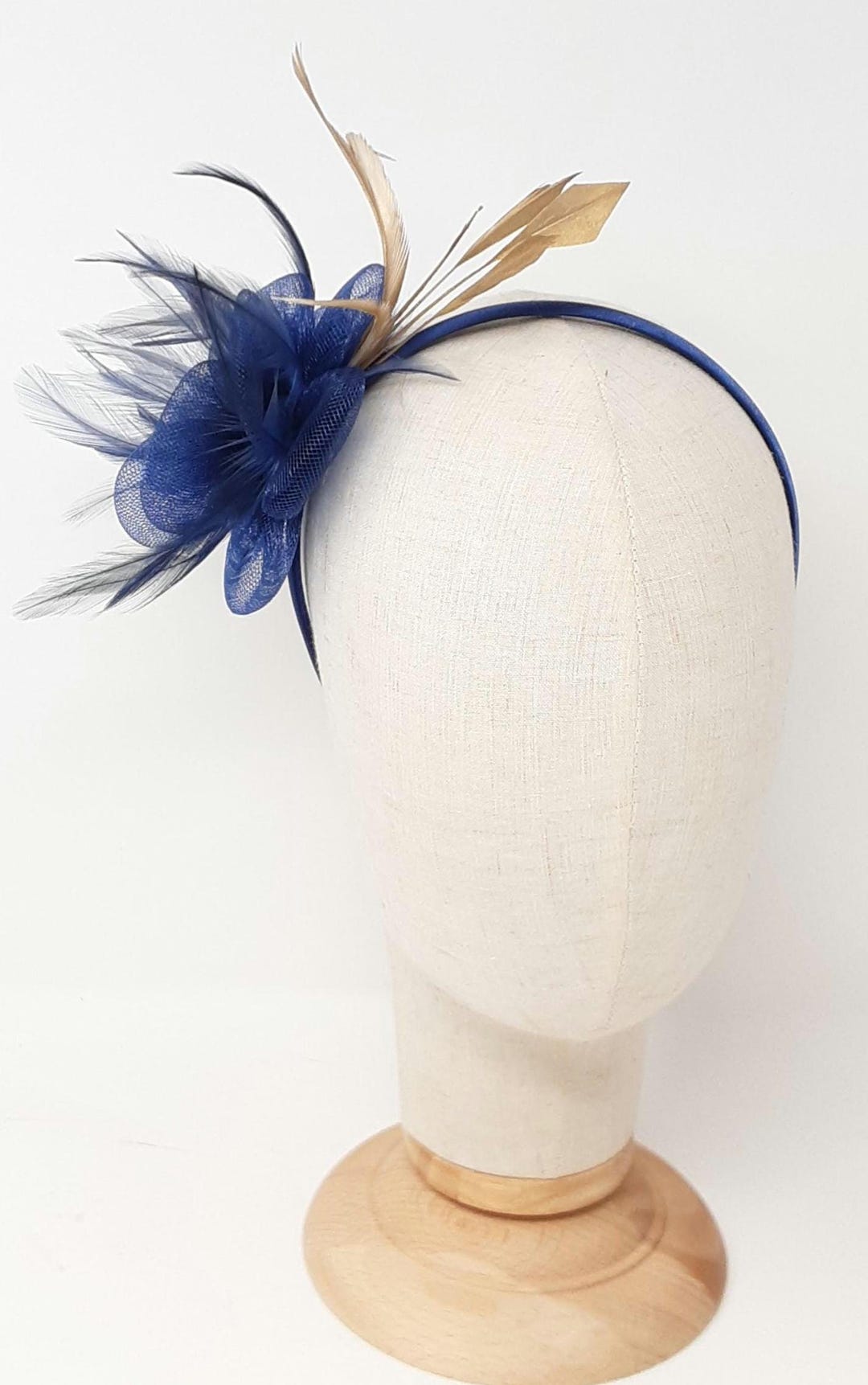 Navy Blue and Gold Headband Fascinator, Hair Accessory | Royal Ascot ...