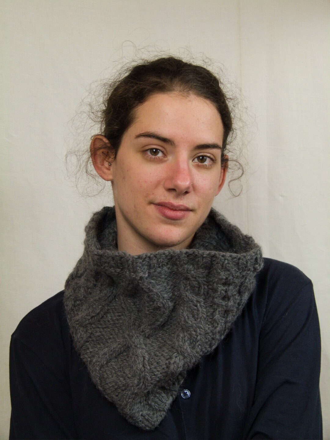 Celtic Chunky Cable Knit Cowl in Alpaca and Wool - OANELL Smoke Gray - Etsy