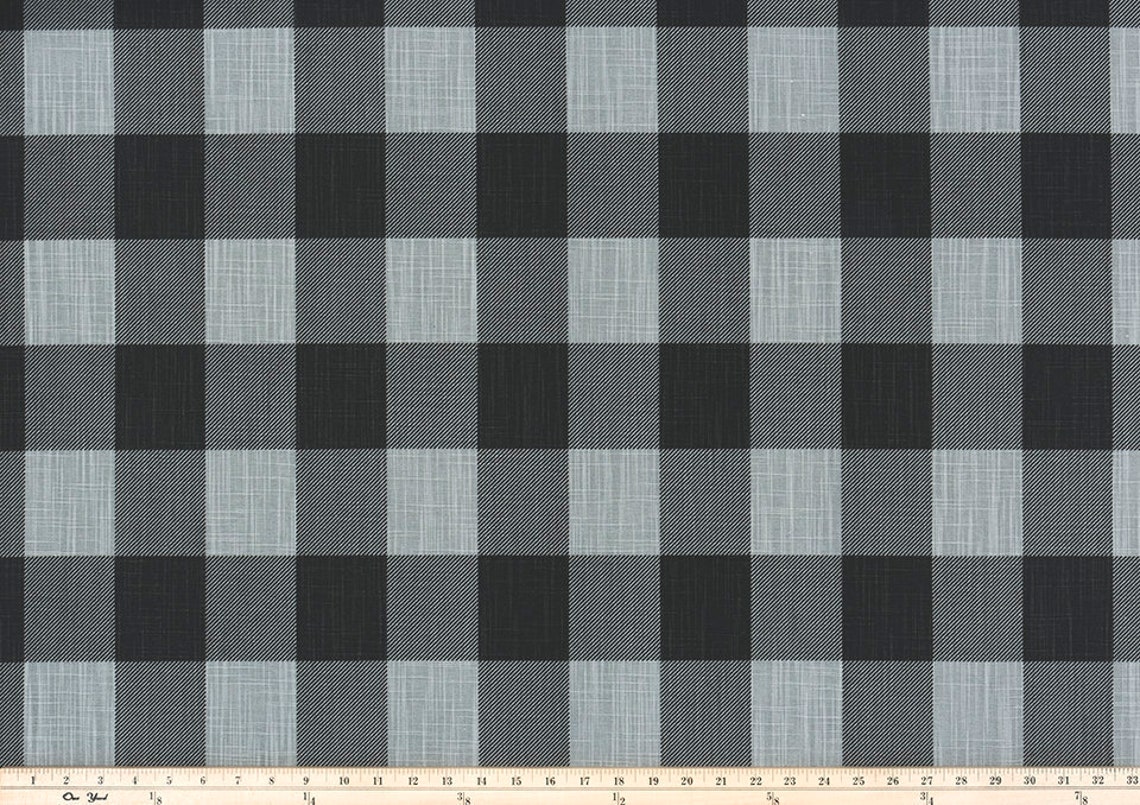 Large Buffalo Check Black and Gray Grey Canvas Slub Curtains - Etsy