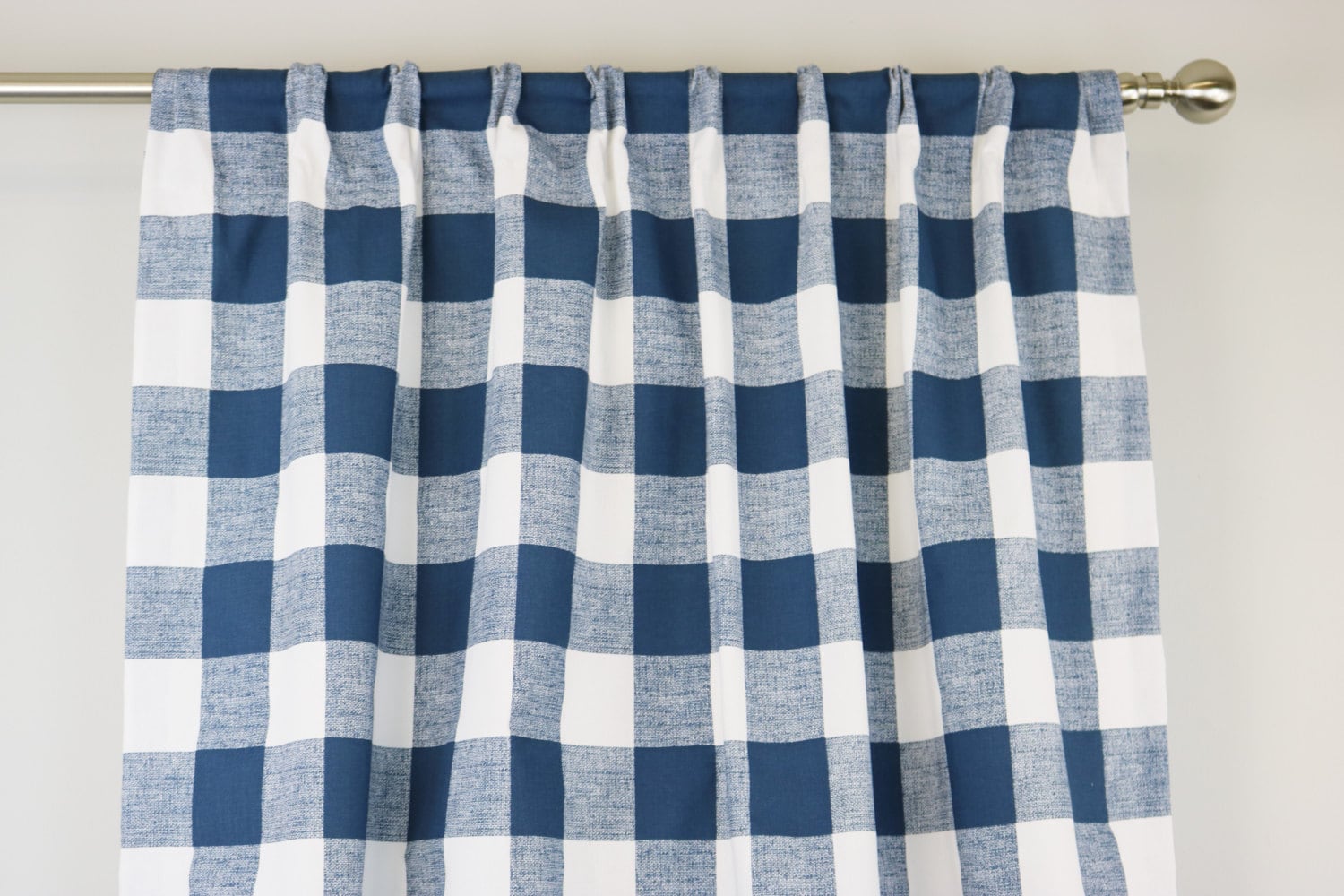 Navy Blue White Buffalo Check Curtains - Rod Pocket - 84 96 108 or 120 ...