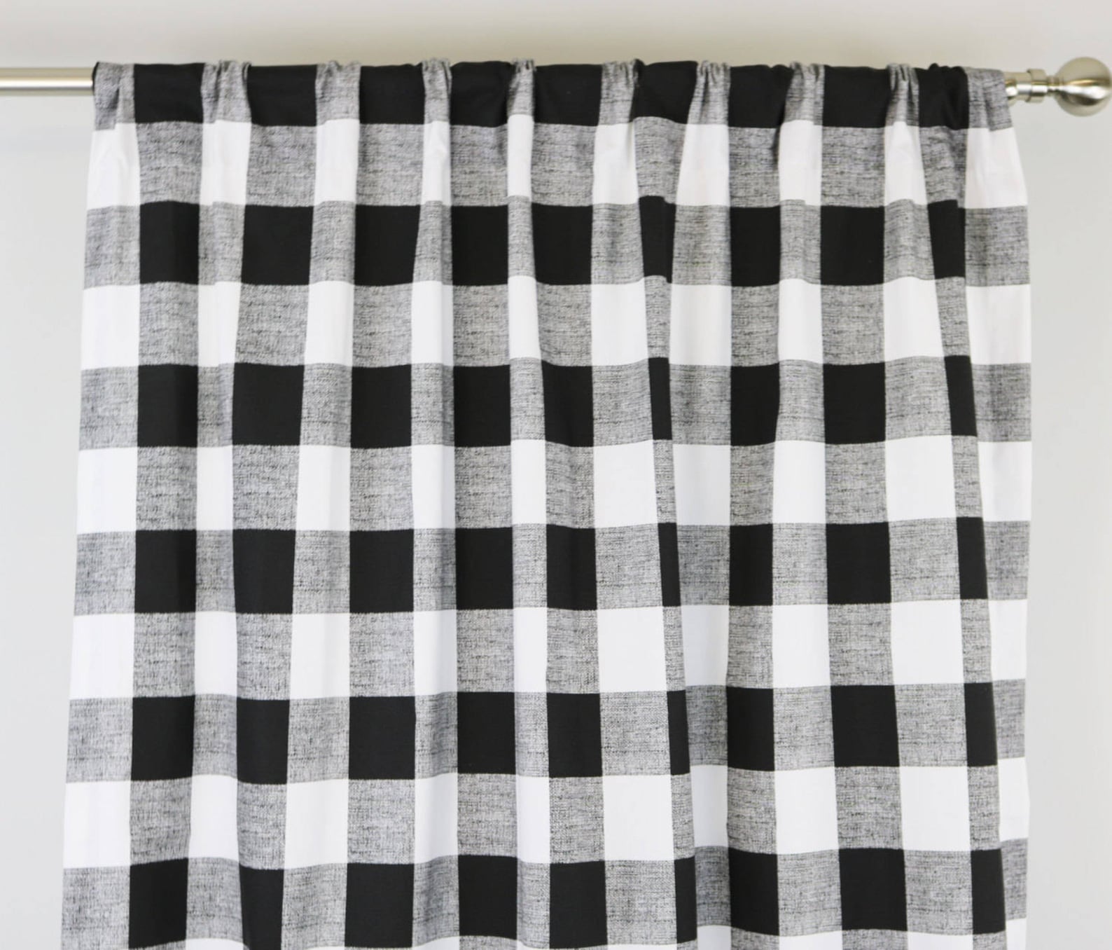 Textured Slub Canvas Large Buffalo Check Curtains-black and - Etsy