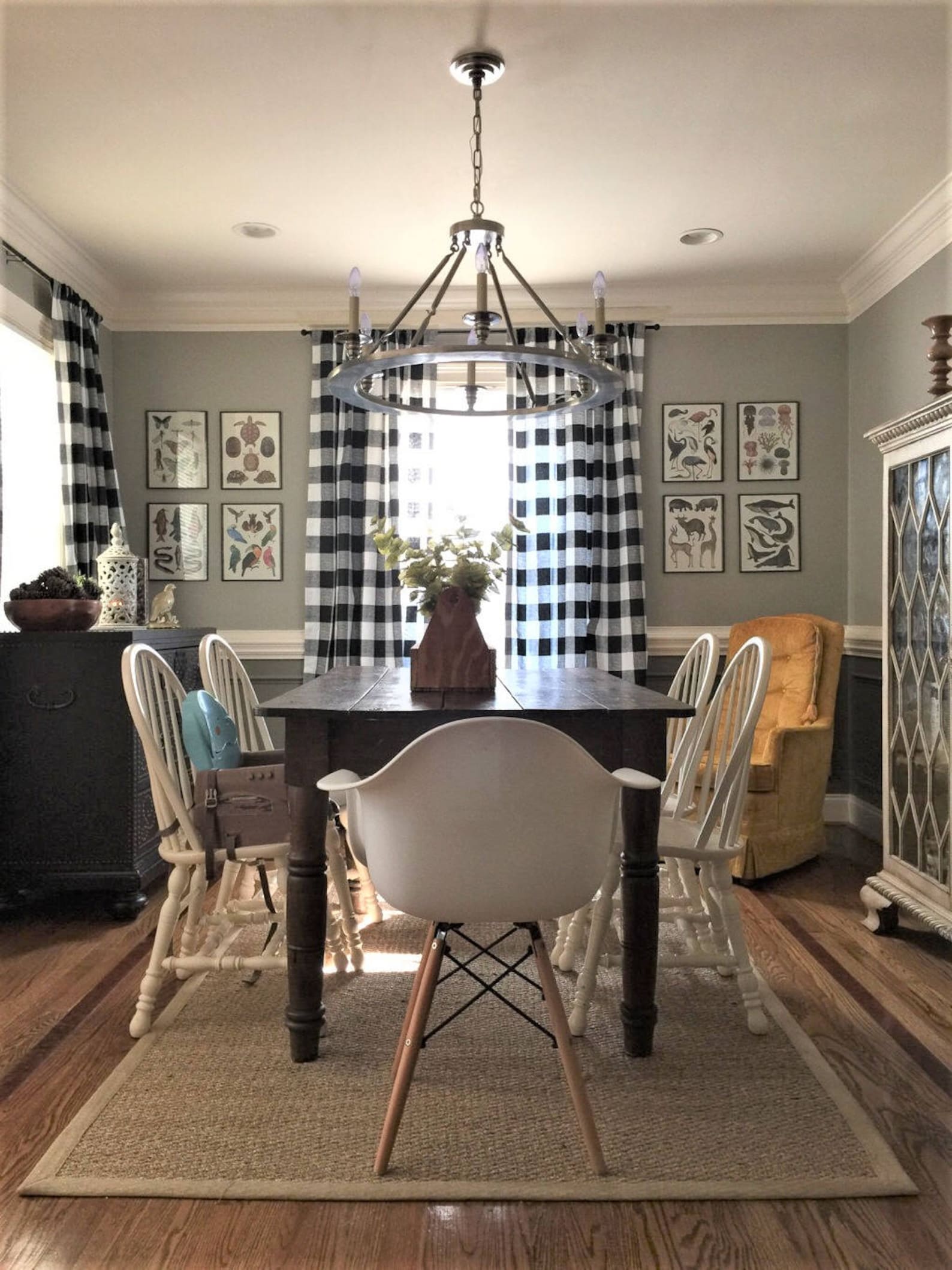 Textured Slub Canvas Large Buffalo Check Curtains-black and - Etsy