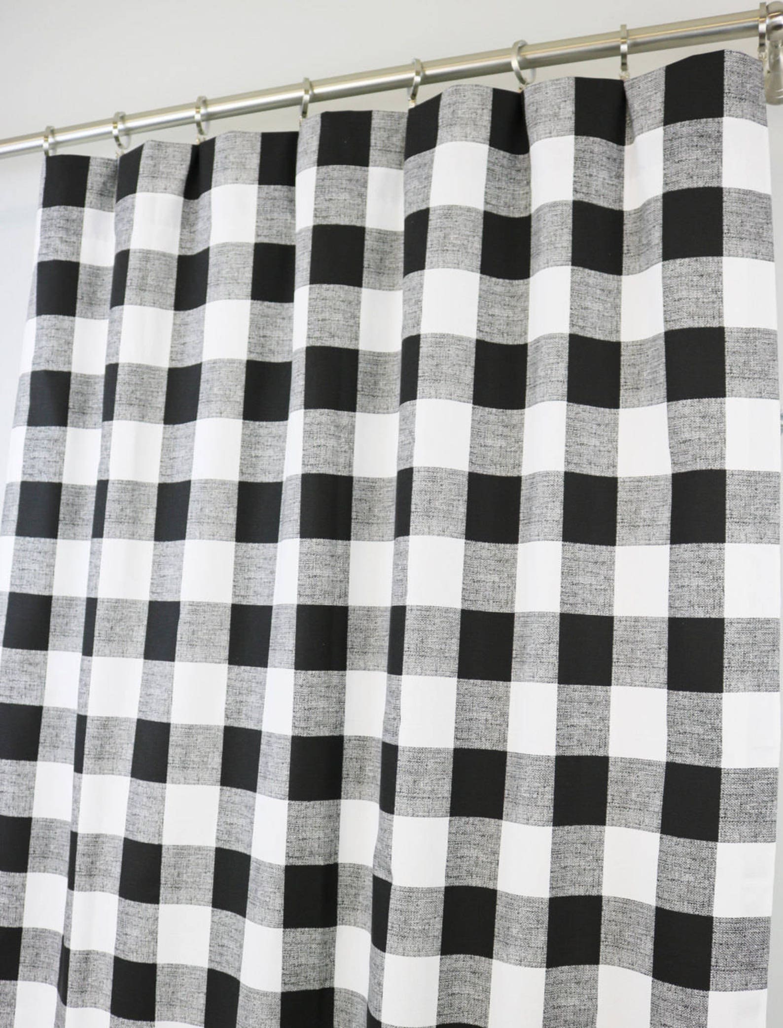 Black and Cream Buffalo Check Curtains - Rod Pocket - Can Add on Cotton ...