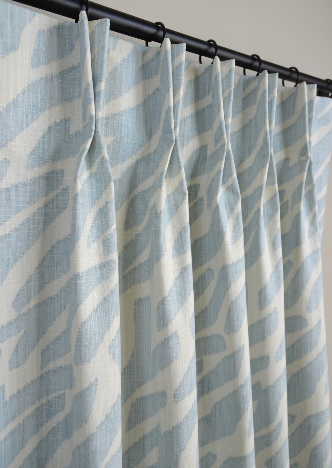 Pinch Pleat Curtains in Zany Mineral Blue Slub Blend - Lining Options ...