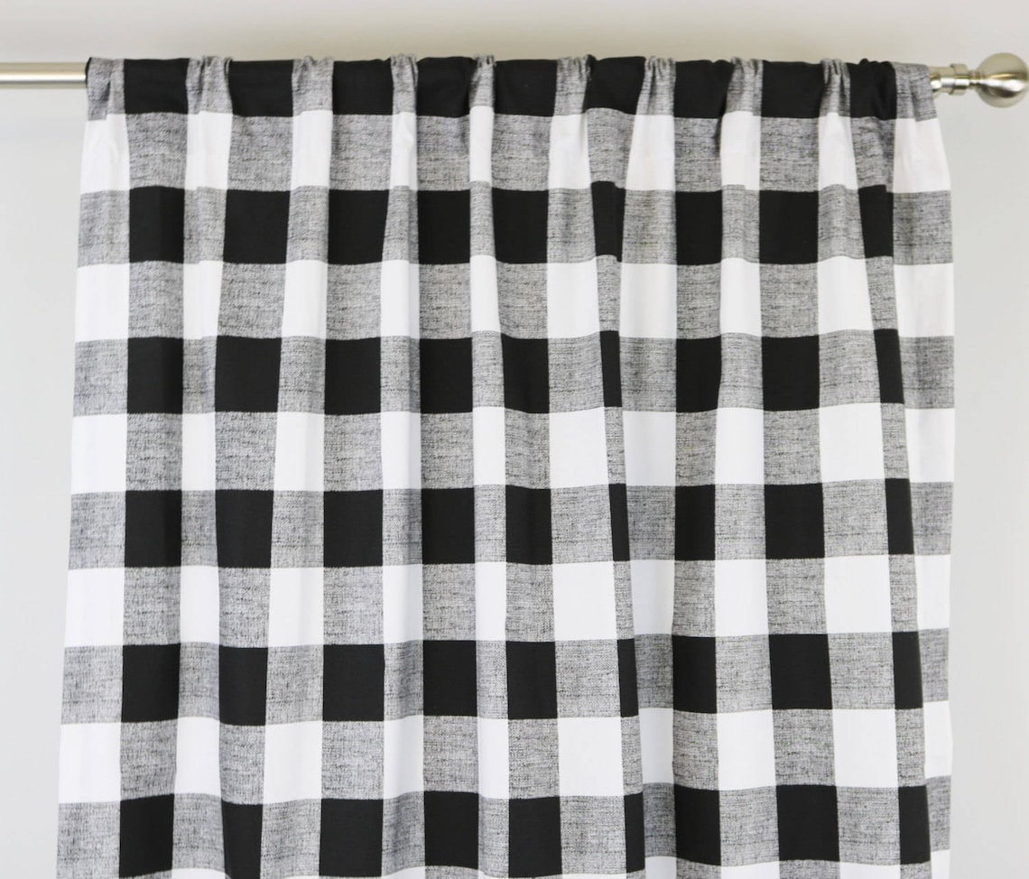 Black and White Buffalo Check Curtains Rod Pocket Optional - Etsy