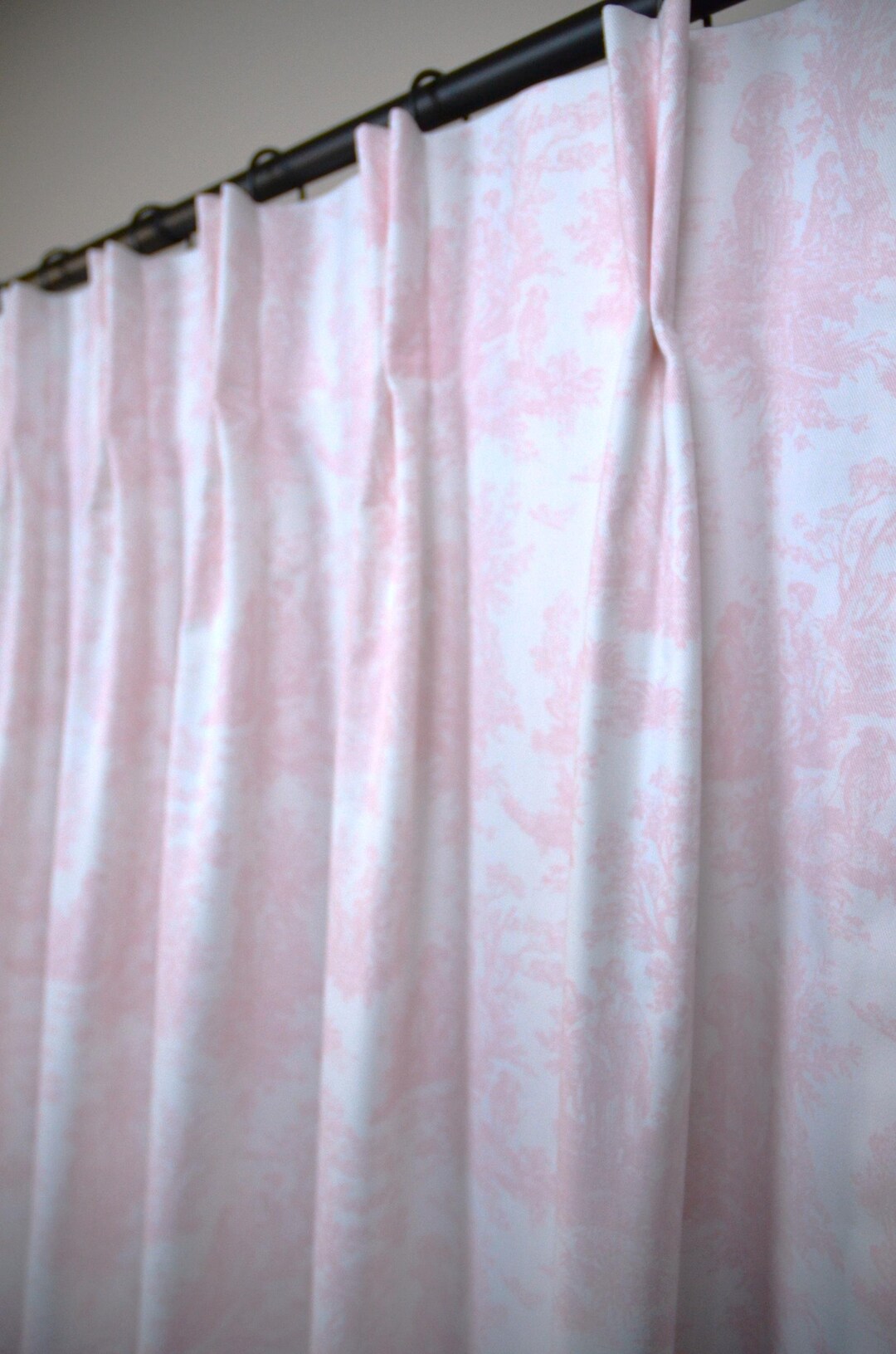 Pinch Pleat in Bella Pink Toile Jamestown Curtains - Lining Available ...