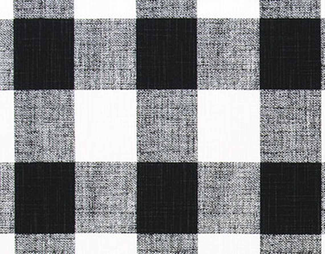 Large Buffalo Check Black and Off White in Textured Linen Look | Etsy