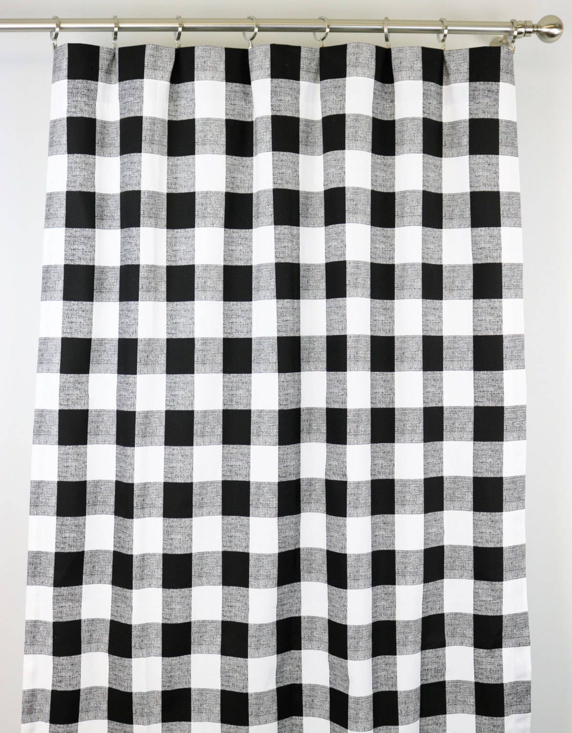Black and Cream Buffalo Check Curtains - Rod Pocket - Can Add on Cotton ...