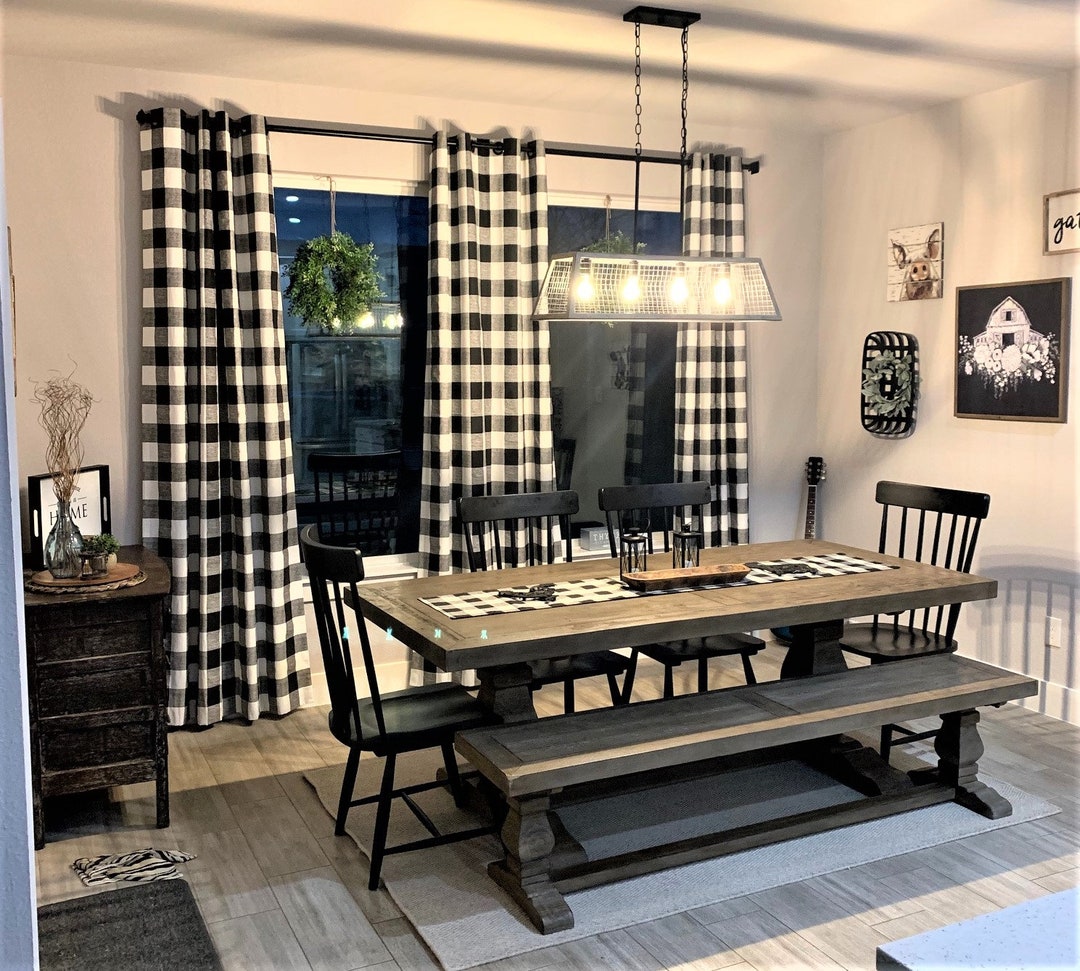 Black and White Buffalo Check Curtains Grommet 84 96 108 or 120 Long by ...