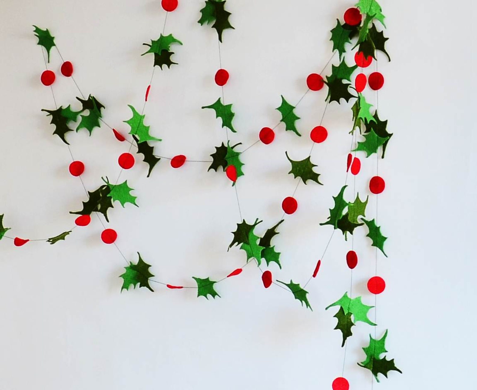 Holly Garland Christmas Garland 8 10 12 15 Feet Ready to Ship From USA ...