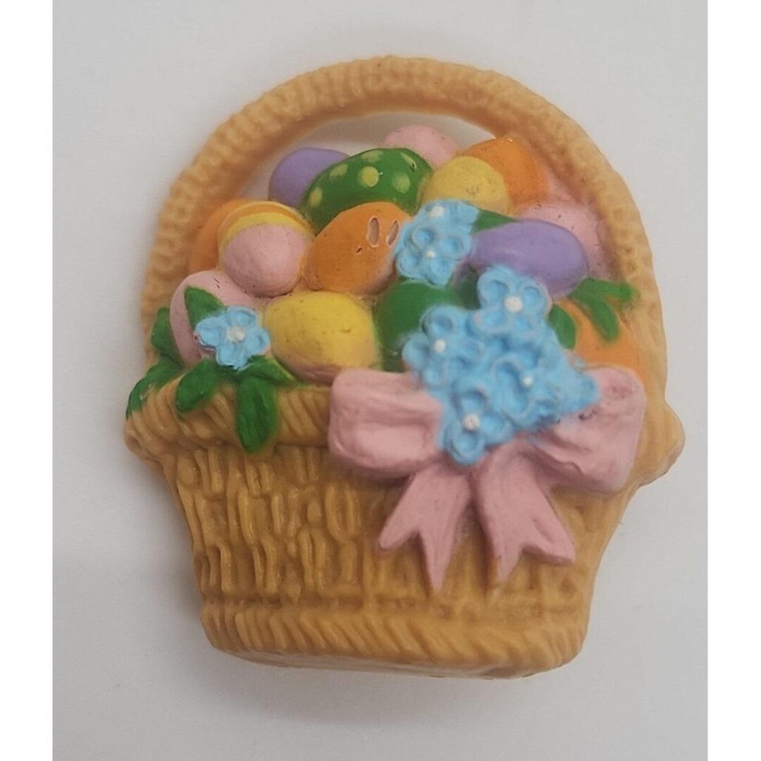 Vintage Hallmark Colorful Easter Egg Basket W/ Bow Brooch Pin - Etsy