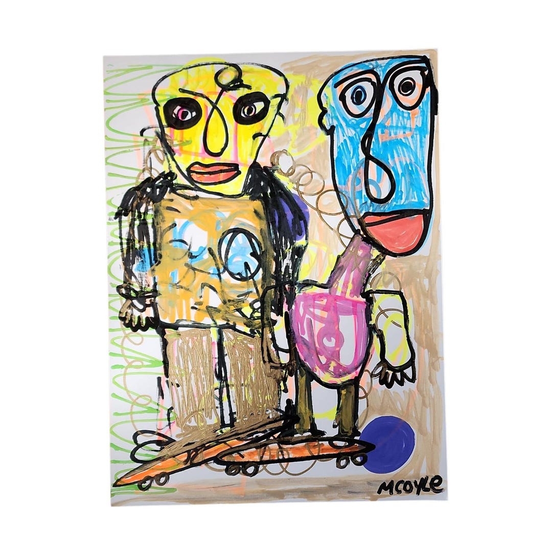 Martin Coyle Outsider Artist Original Art 18 X 24 Graffiti Psychedelic ...