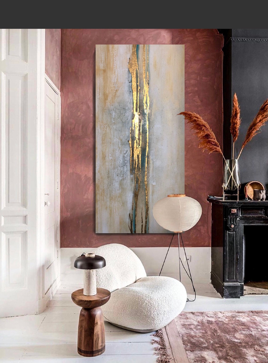 LARGE Gold Painting GOLD LEAF White Gold Wall Art Abstract Gold 56 ...