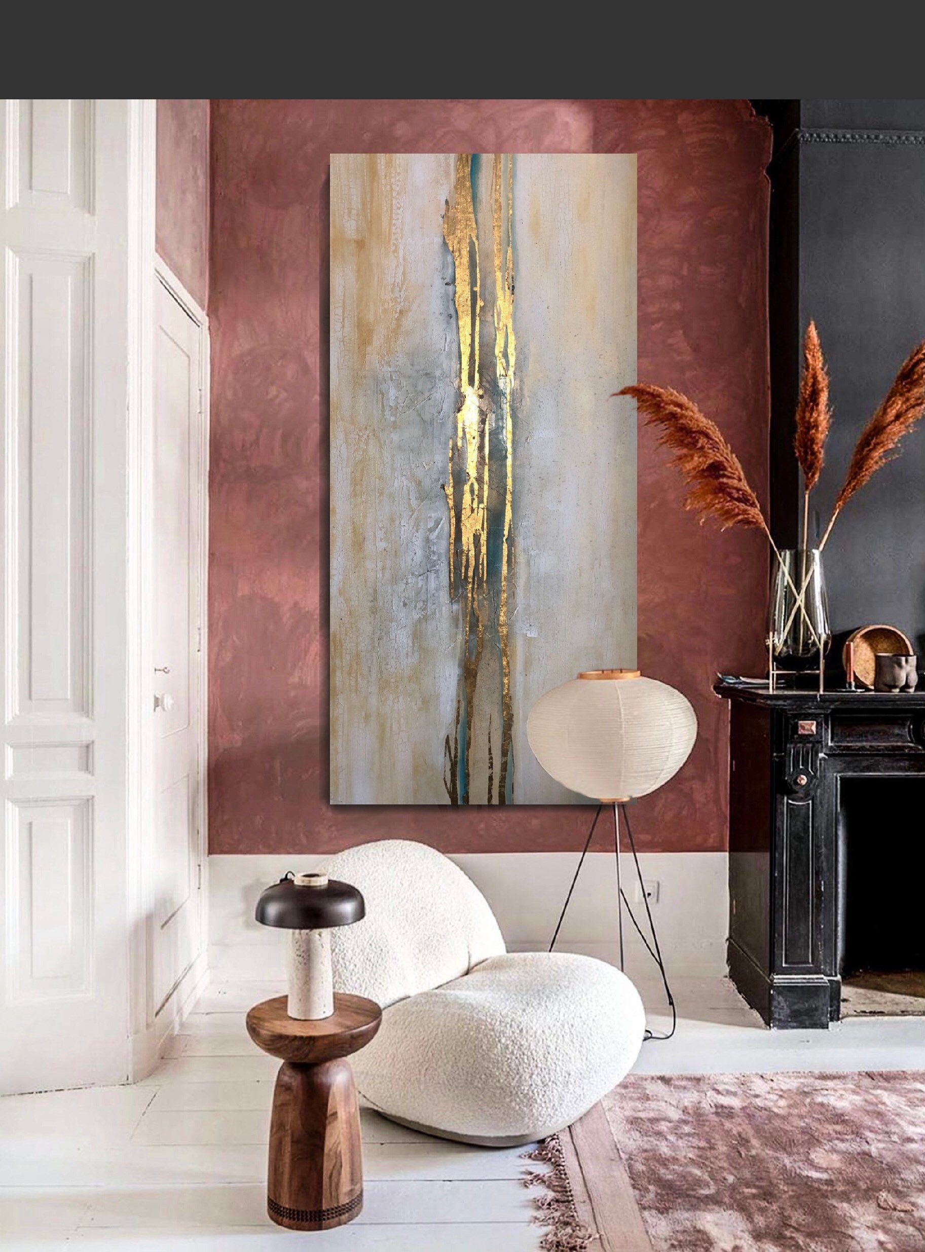 LARGE Gold Painting GOLD LEAF White Gold Wall Art Abstract Gold 56 ...
