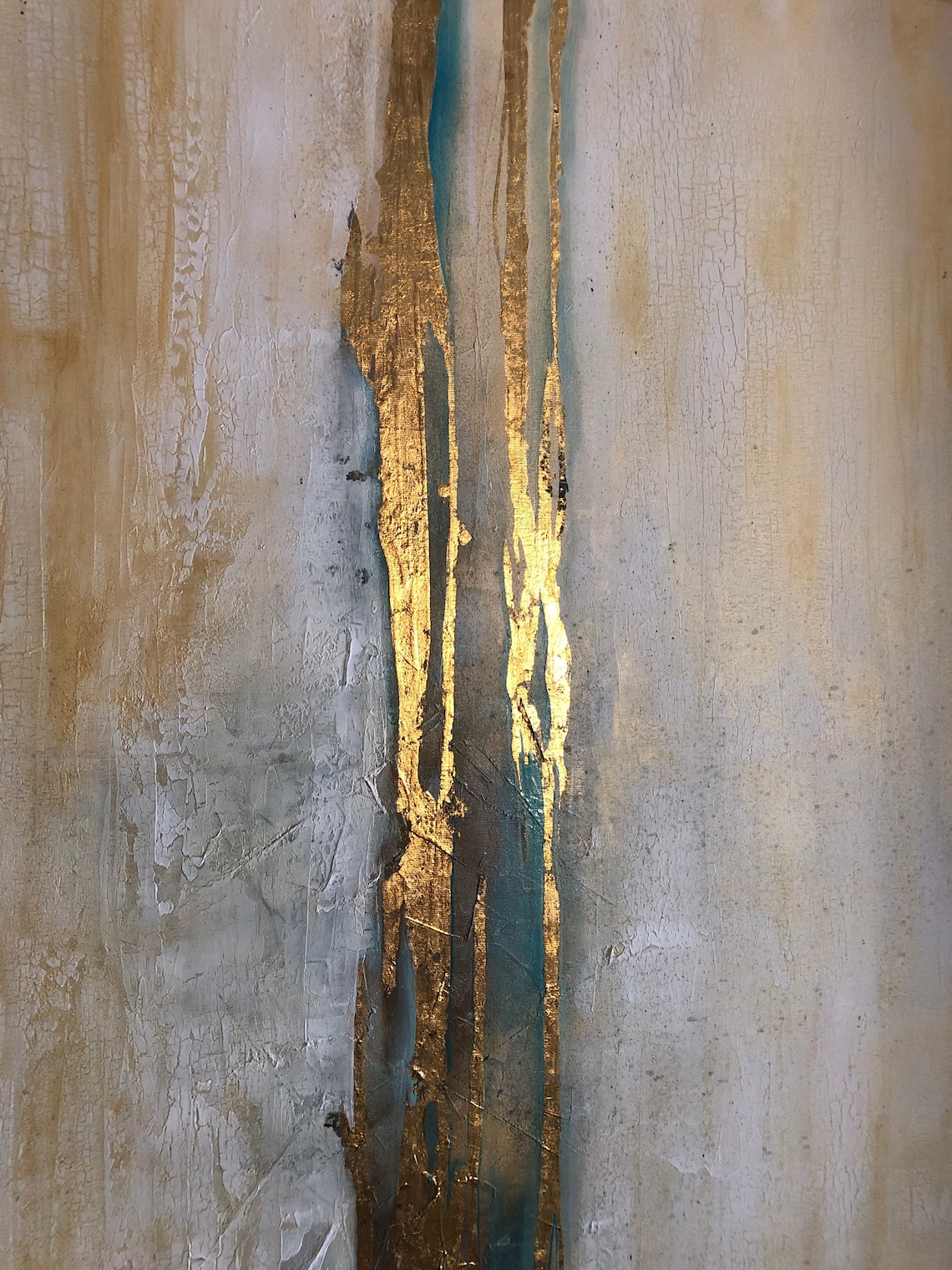 LARGE Gold Painting GOLD LEAF White Gold Wall Art Abstract Gold 56 ...