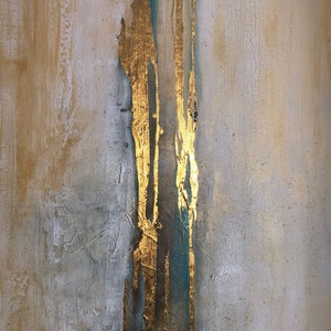 LARGE Gold Painting GOLD LEAF White Gold Wall Art Abstract Gold 56 ...