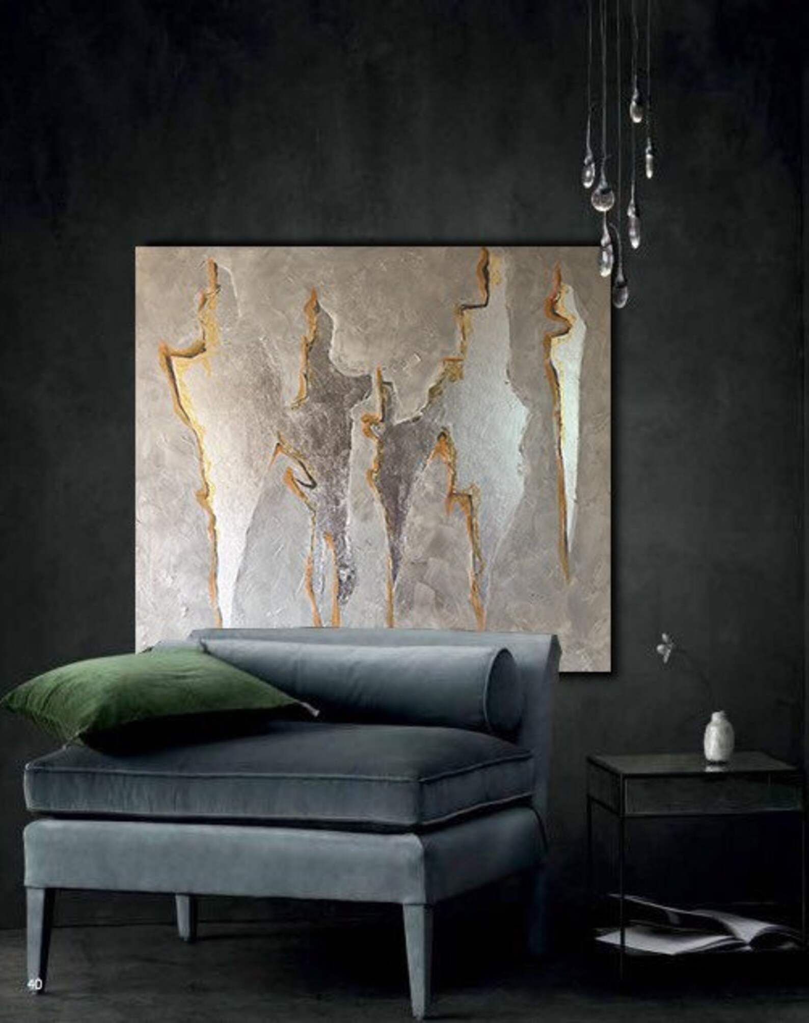 Silver Painting, Large Painting, Abstract Painting, Silver Leaf Art ...