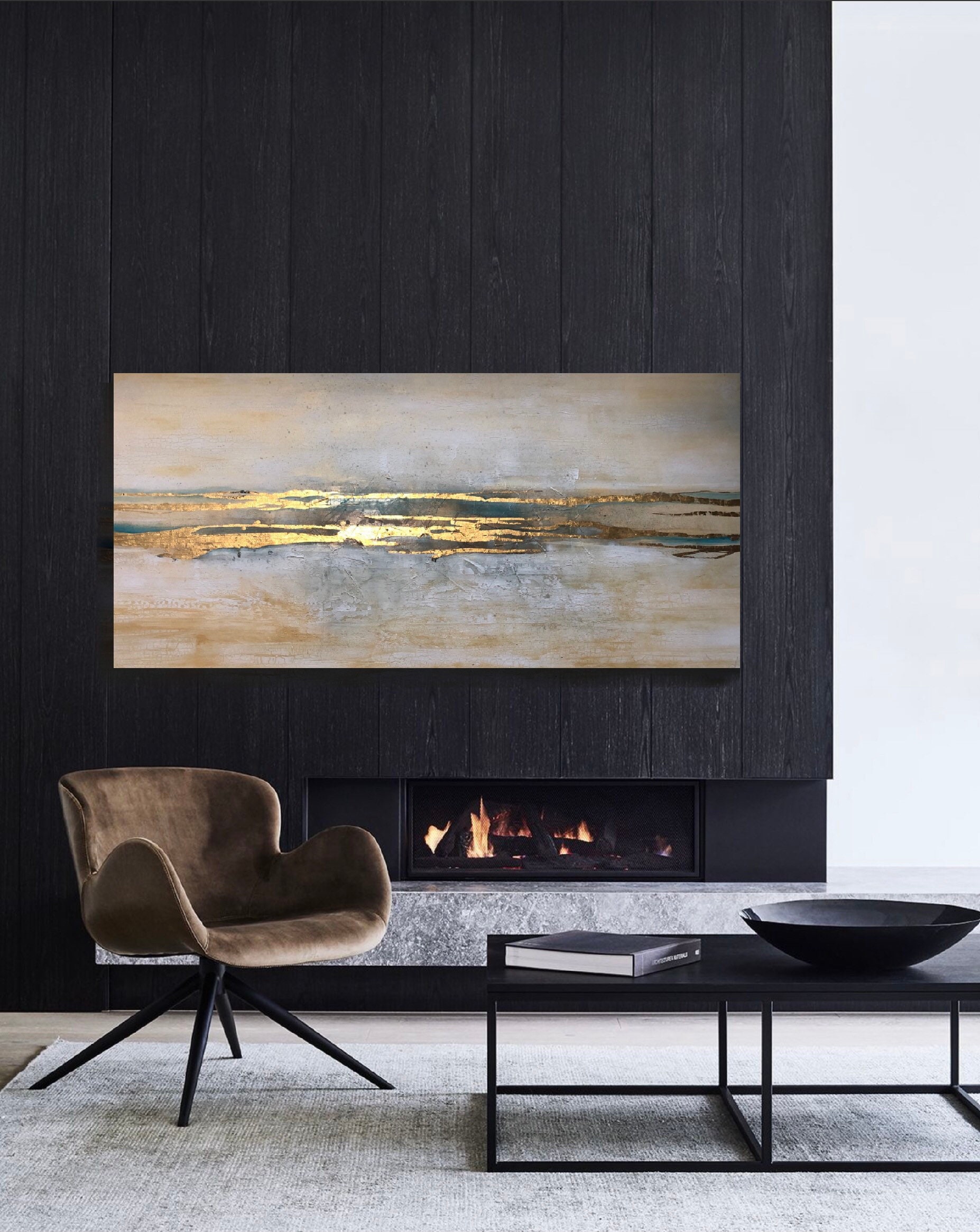 LARGE Gold Painting GOLD LEAF White Gold Wall Art Abstract Gold 56 ...