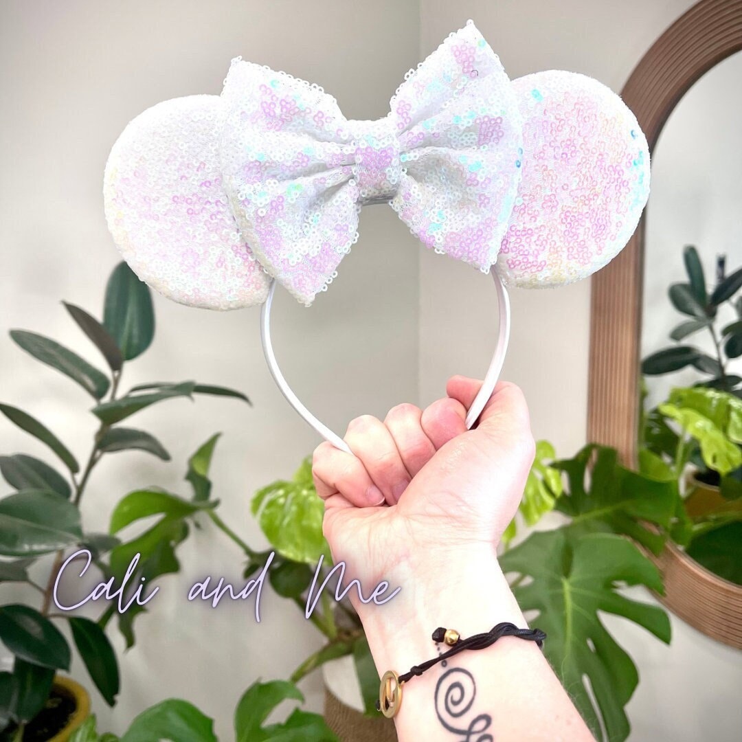 Solid Iridescent White Mouse Ears, Iridescent Minnie Ears, Mickey Ears ...
