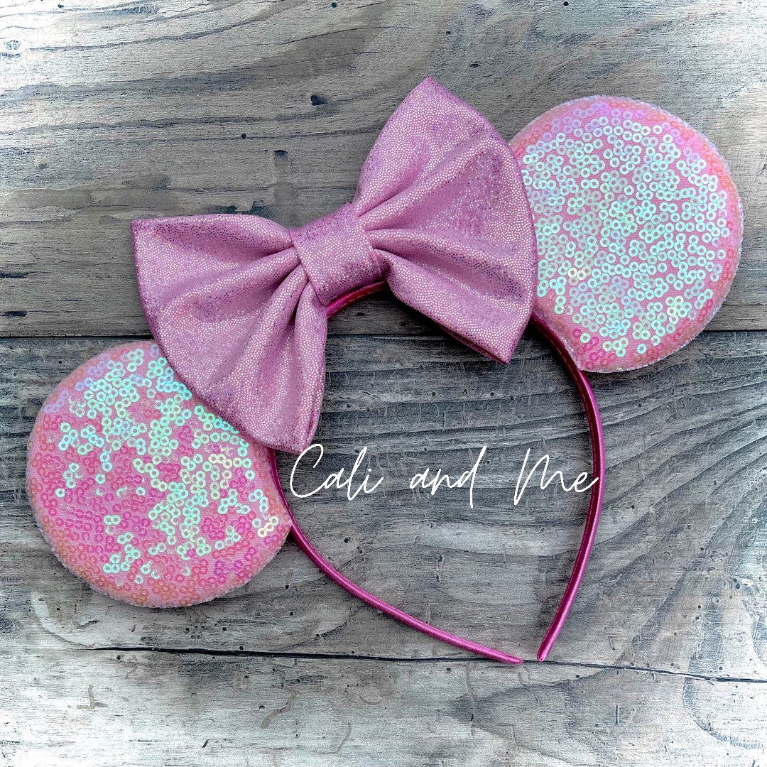 Pink Mouse Ears Headband, Pink Iridescent Minnie Mouse Ears, Pink ...