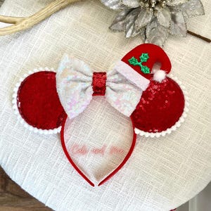 Santas Hat Mickey Ears, Santa Minnie Ears, Disney Christmas Mickey Ears ...
