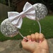 Silver Minnie Ears With White Holographic Bow, Silver Mickey Ears ...